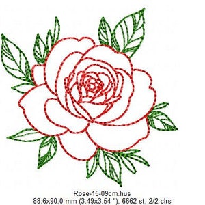 Red Rose Outline, Machine Embroidery Design, 5 Sizes, Instant Download ...