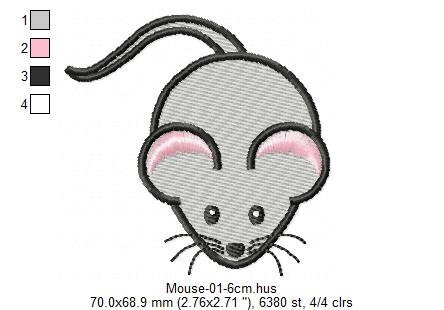 Mouse Machine Embroidery Design Cute Forest Animals Instant - Etsy