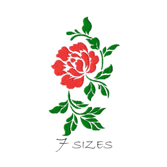 Red Rose Machine Embroidery Design Instant Download Fill - Etsy