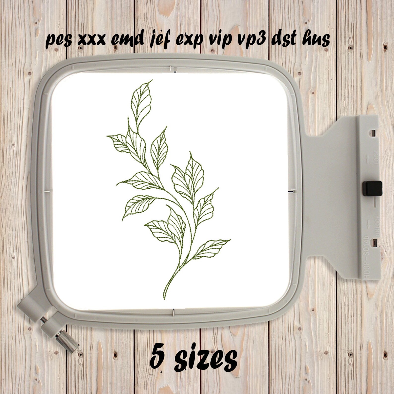 Leaves Branch, Machine Embroidery Design, Green Leaf Silhouette ...