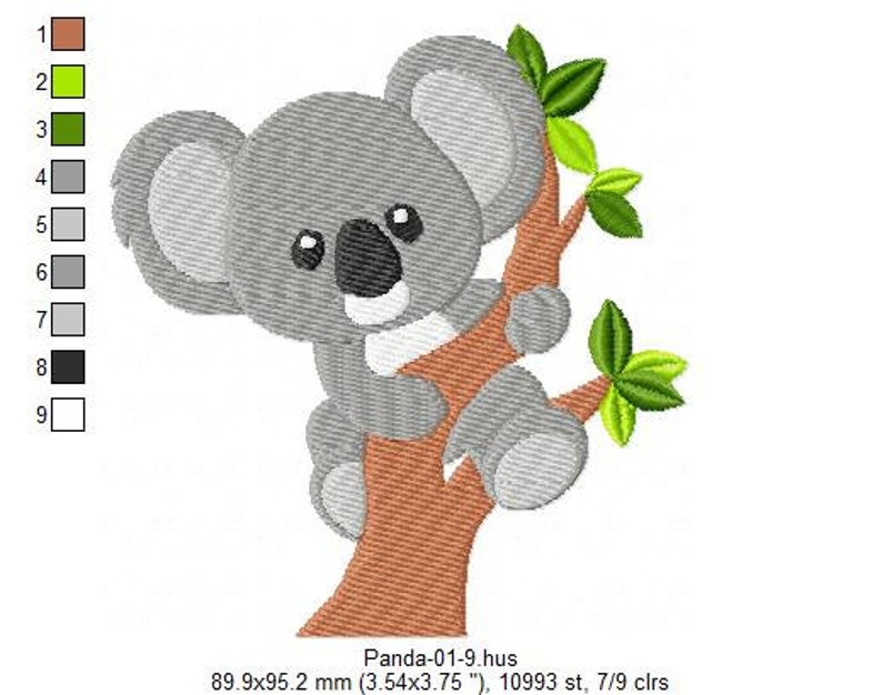 Koala Machine Embroidery Design Cute Forest Animals Instant - Etsy