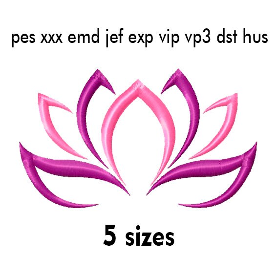 Lotus Machine Embroidery Design Instant Download Floral - Etsy