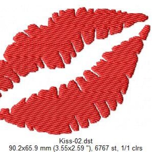Kissing Lips #2 Embroidery Design 6 Sizes Embroidering Fill Stitch ...