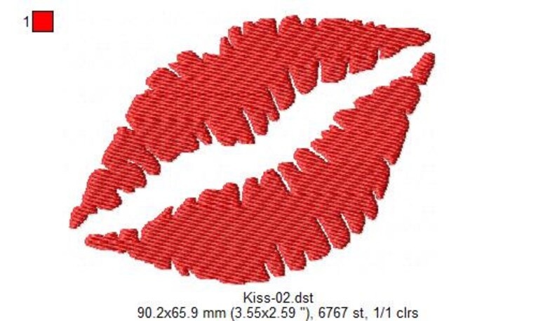 Kissing Lips 2 Embroidery Design 6 Sizes Embroidering Fill | Etsy