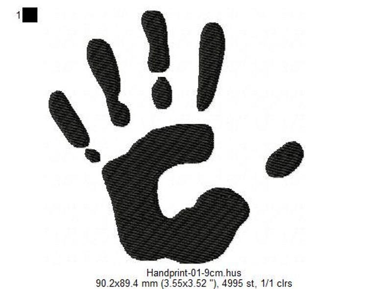 Handprint Embroidery Design Fingerpainting Hand Print Symbol | Etsy