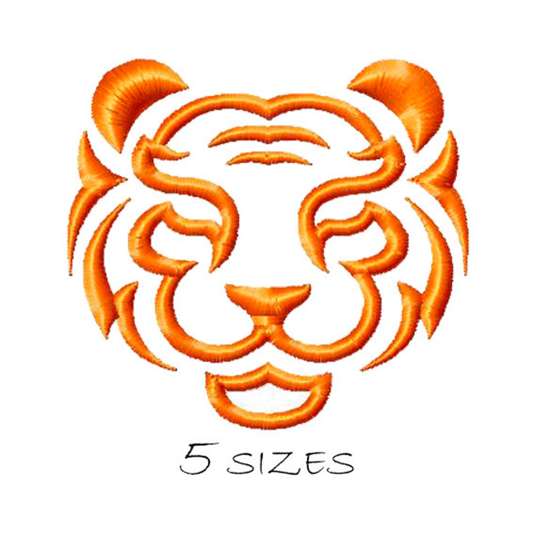 Gold Face Tiger Monochrome Machine Embroidery Design Cute Forest ...