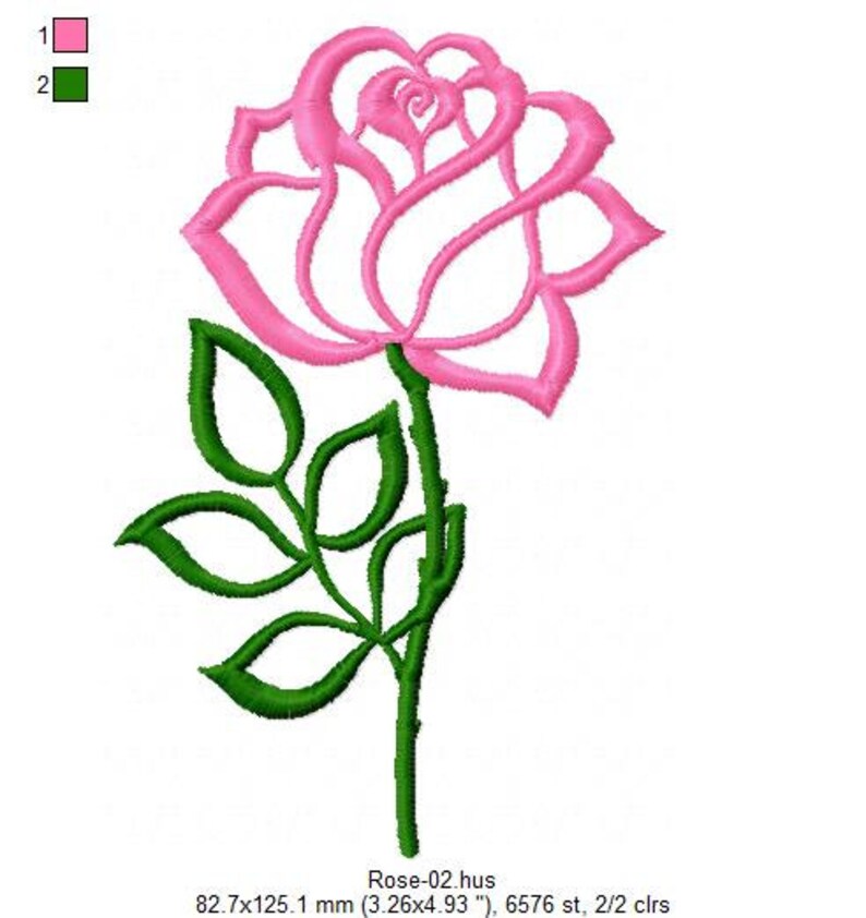 Pink Rose Outline, Machine Embroidery Design, Rose Silhouette,instant ...
