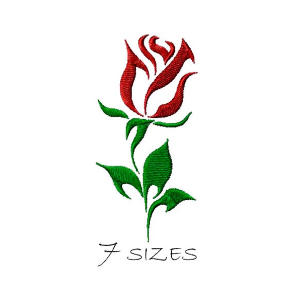 Charming Red Rose Outline Machine Embroidery Design 7 Sizes - Etsy