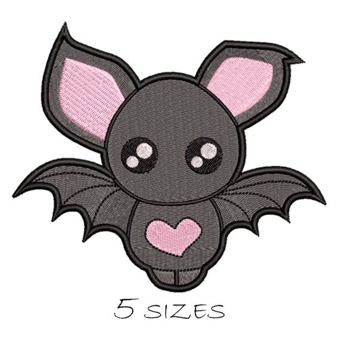 Cute Bat Machine Embroidery Design Gothic Bat Silhouette Halloween ...