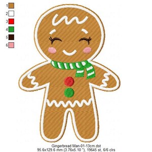 Gingerbread Man Christmas Machine Embroidery Design Instant Download ...