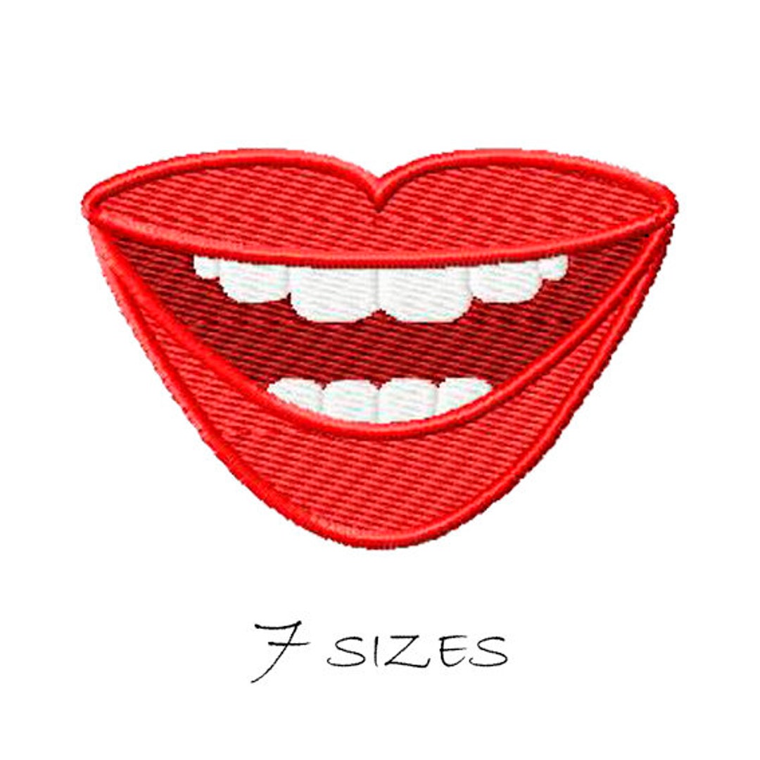 Smile Lips Embroidery Design 7 Sizes Embroidering Fill Stitch Machine ...