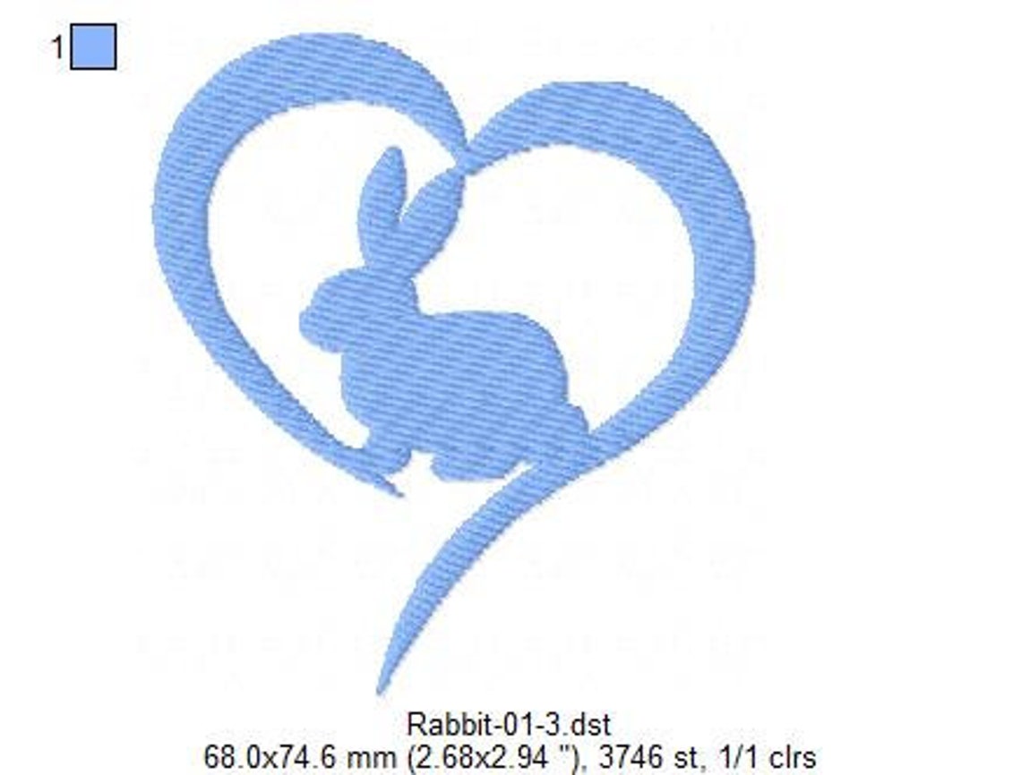 Rabbit Heart Machine Embroidery Design Animals Design - Etsy