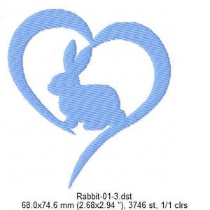 Rabbit Heart, Machine Embroidery Design, Animals Design, Instant ...