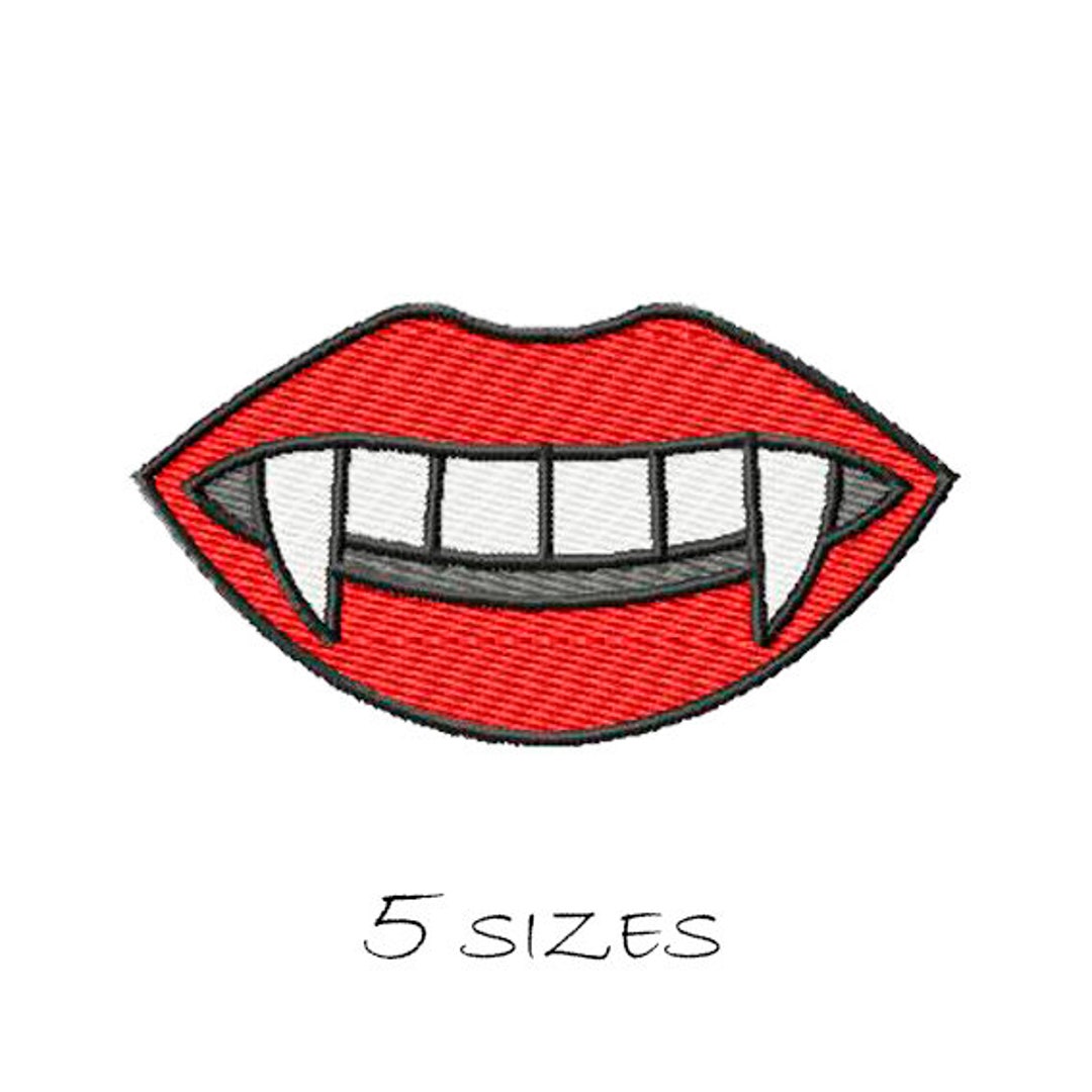 Vampire Smile Embroidery Design 5 Sizes Embroidering Fill Stitch ...