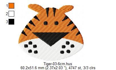 Tiger Face Machine Embroidery Design Cute Forest Animals | Etsy