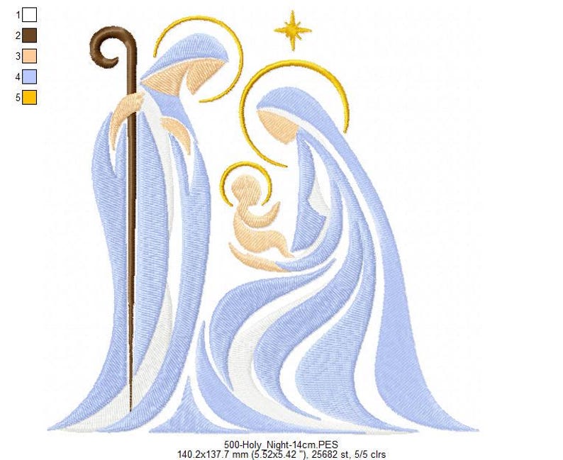 Holy Family Nativity Machine Embroidery Design, Modern Christmas ...