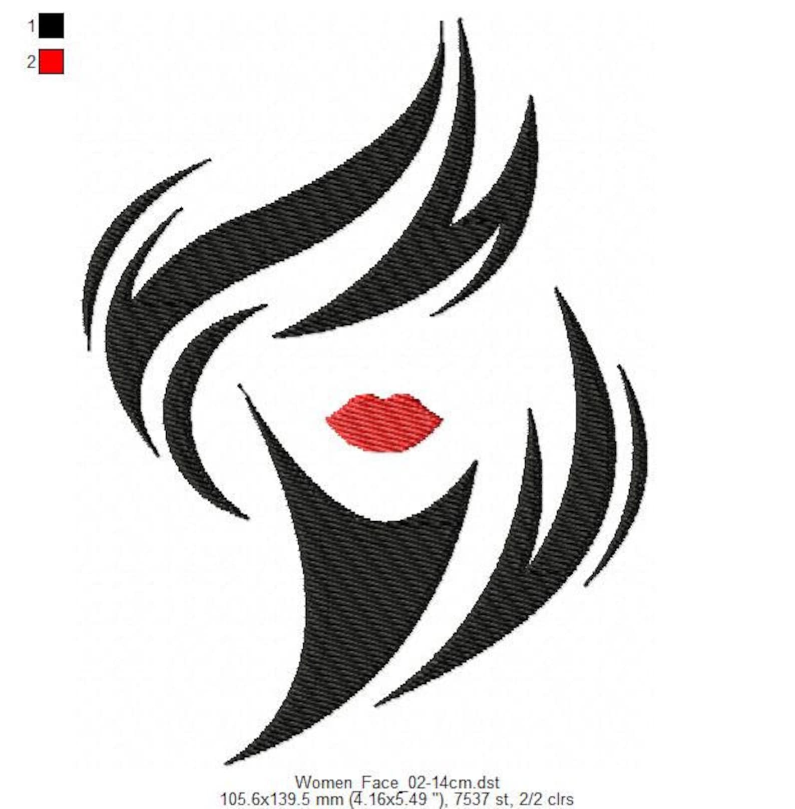 Female Face Machine Embroidery Design Instant Download Fill - Etsy