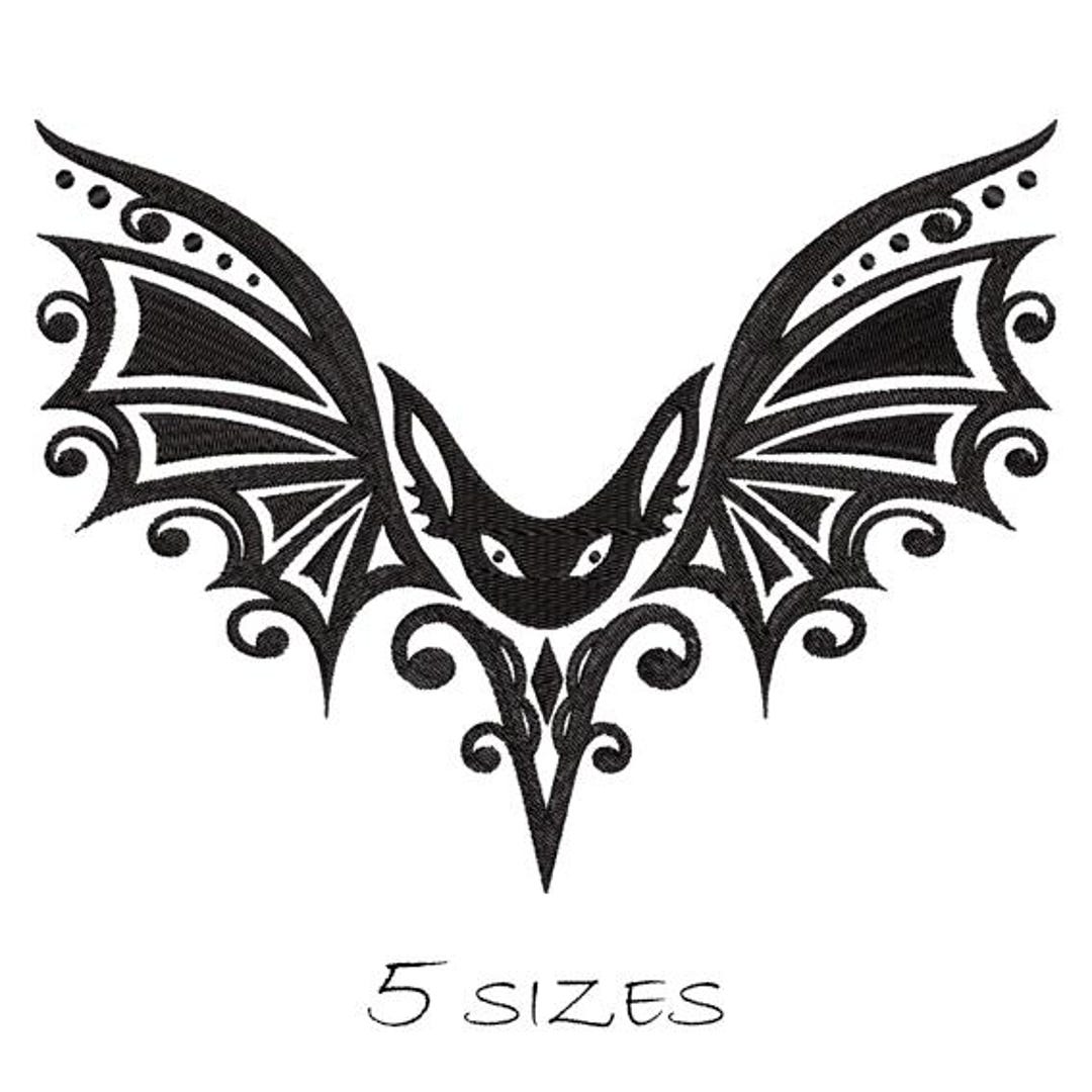 Bat Machine Embroidery Design Gothic Bat Silhouette Halloween Instant ...