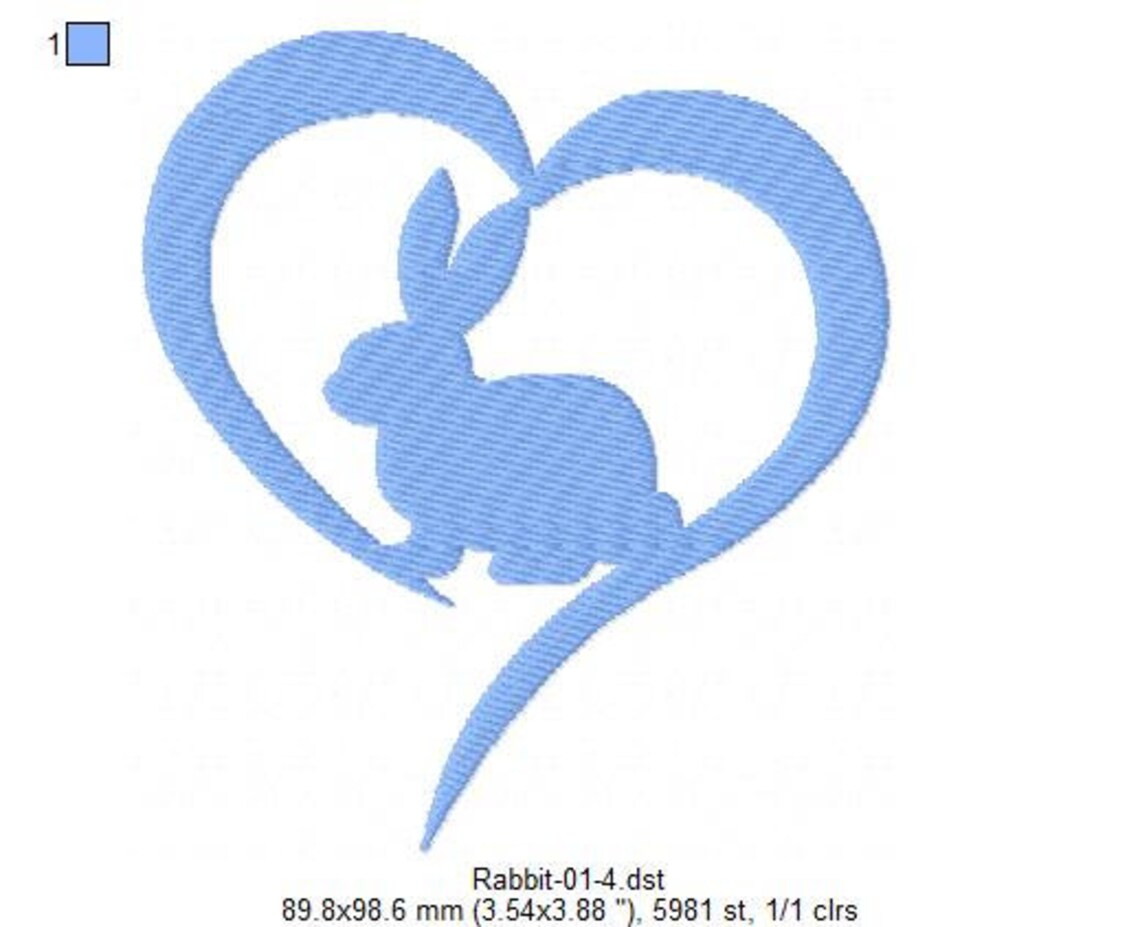 Rabbit Heart Machine Embroidery Design Animals Design - Etsy