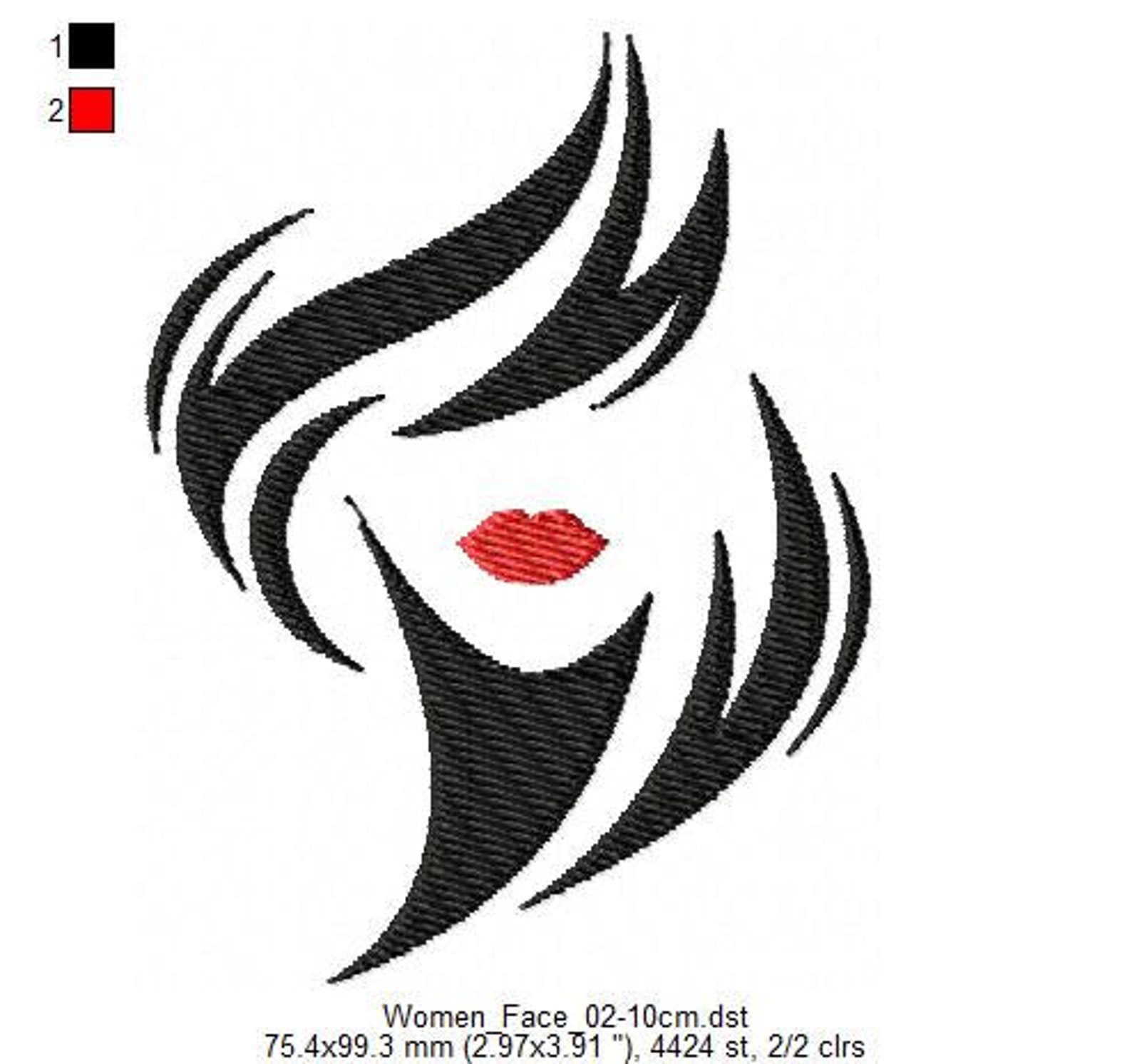 Female Face Machine Embroidery Design Instant Download Fill - Etsy