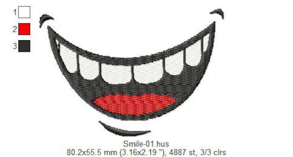 Smile Embroidery Design 5 Sizes Embroidering Fill Stitch - Etsy