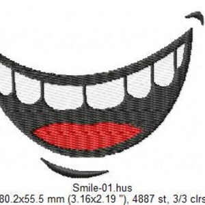 Smile Embroidery Design 5 Sizes Embroidering Fill Stitch Machine ...