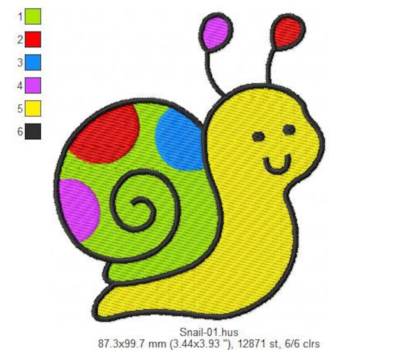 Snail Bug Mini Machine embroidery design Cute animals Fill | Etsy