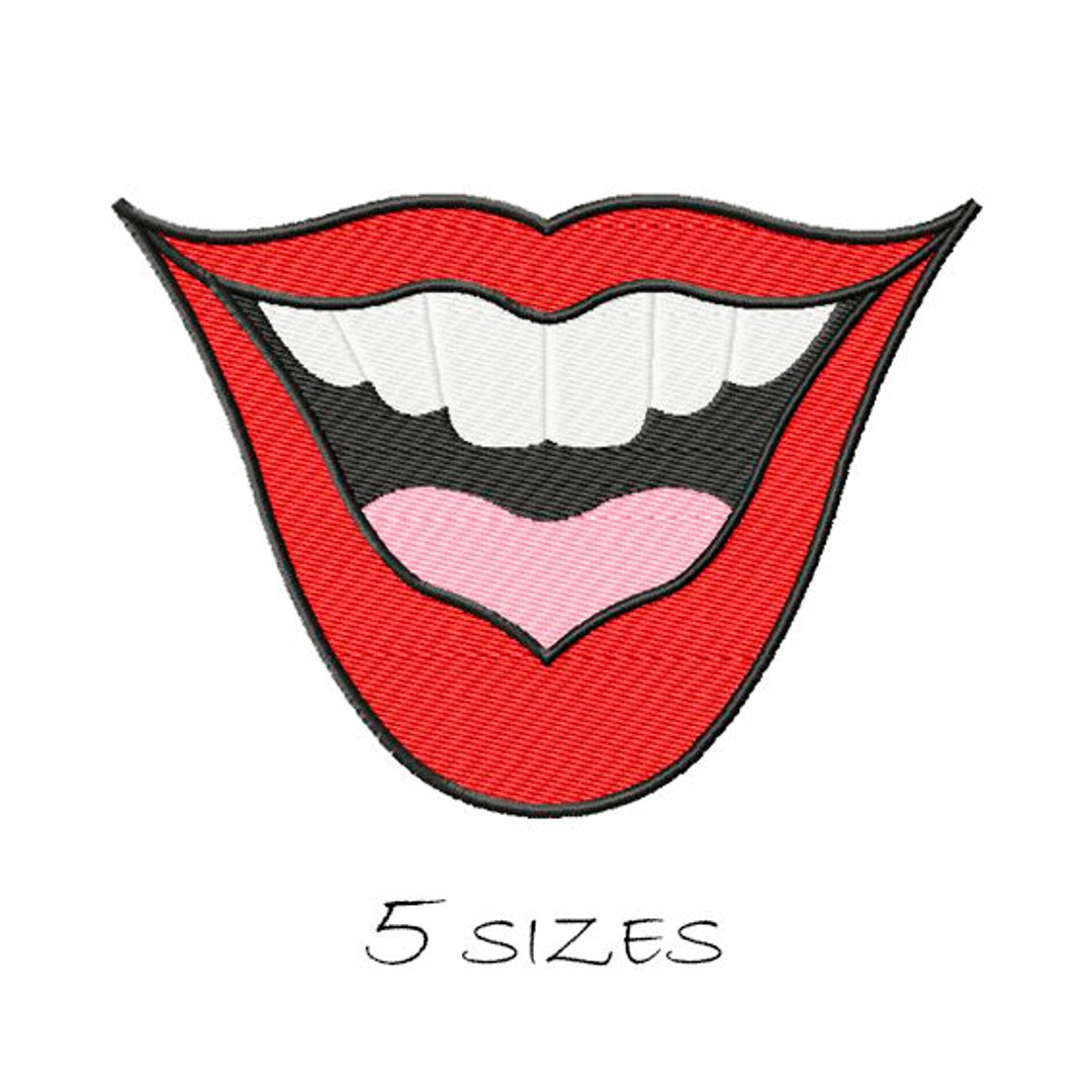 Smile Lips #13 Embroidery Design 5 Sizes Embroidering Fill Stitch ...