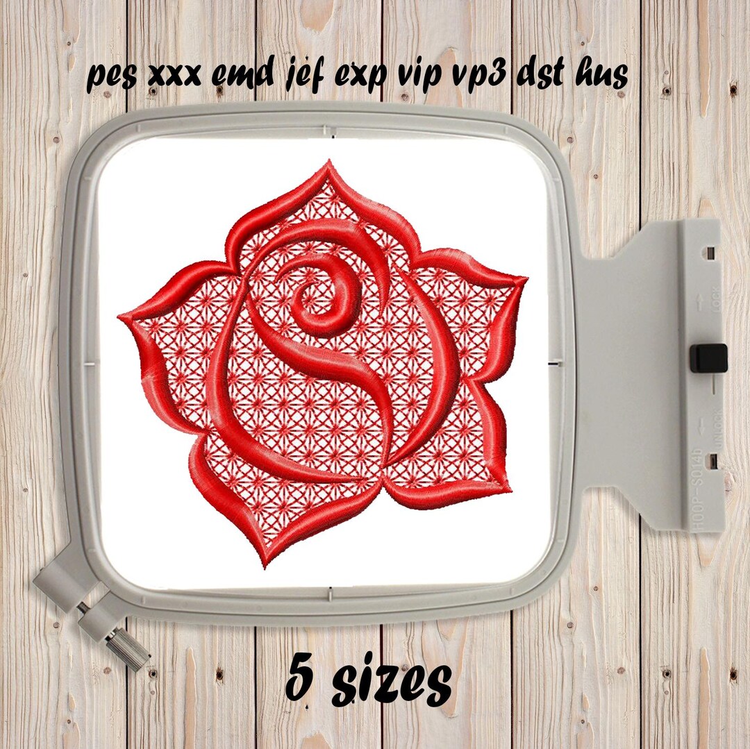 Red Rose Outline, Machine Embroidery Design, 4 Sizes, Instant Download ...