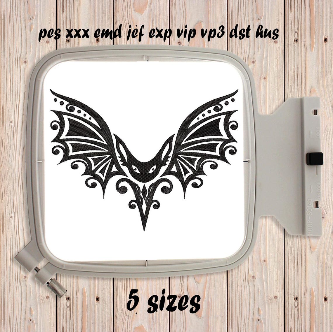 Bat Machine Embroidery Design Gothic Bat Silhouette Halloween Instant ...
