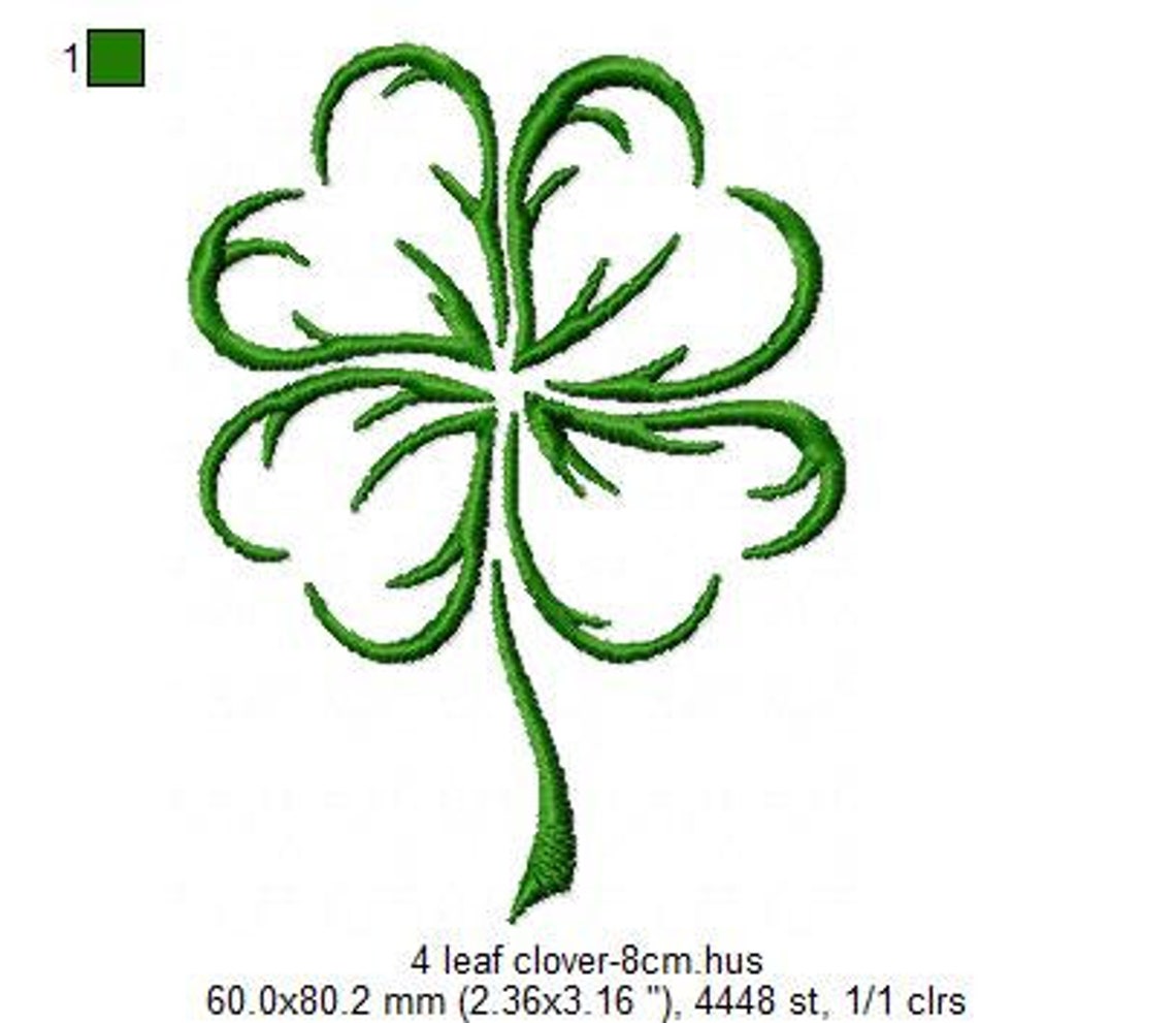 Four Leaf Clover, Machine Embroidery Design, Leaf Silhouette, Outline ...