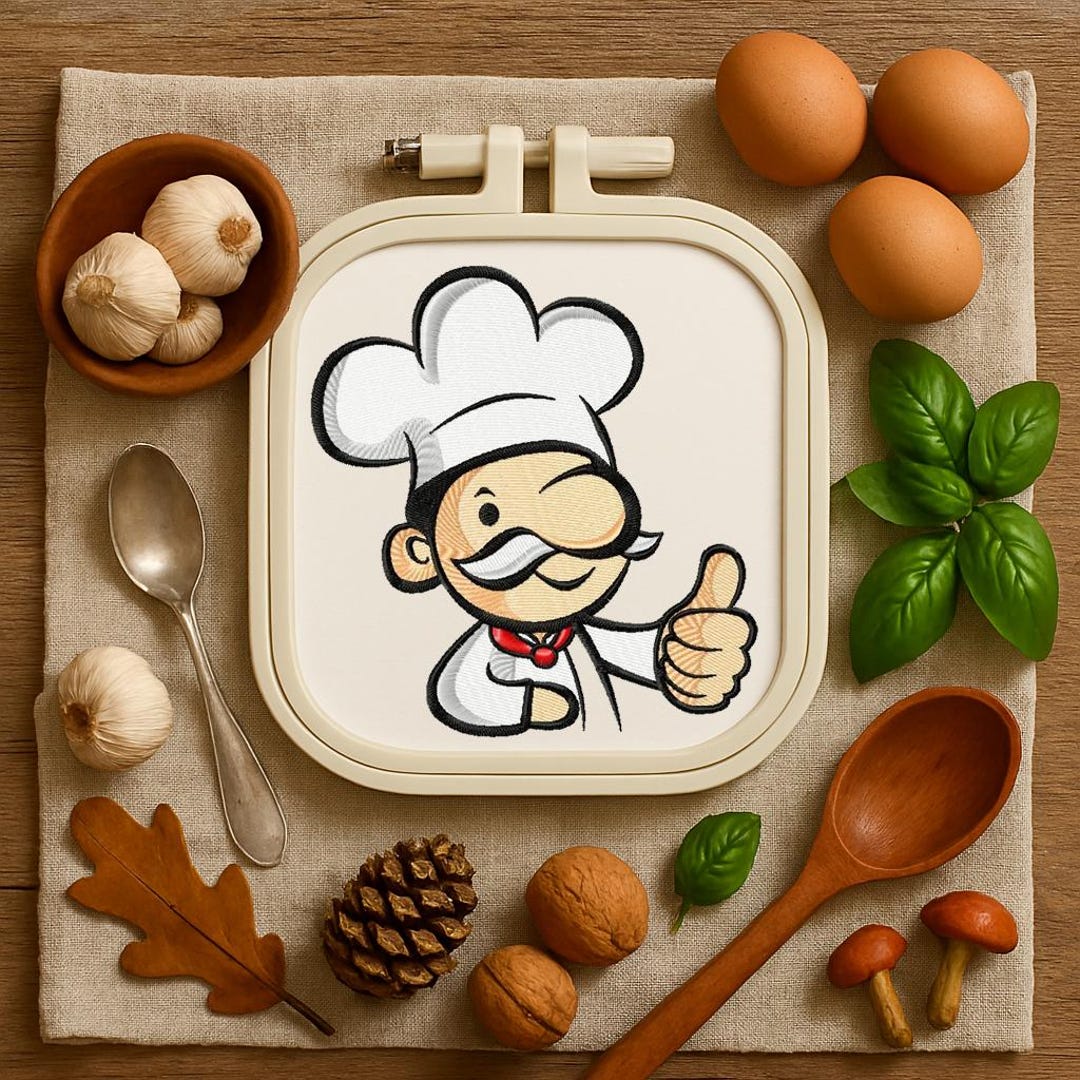 Funny Chef, Machine Embroidery Design, Instant Download, Fill Stitch, 5 ...