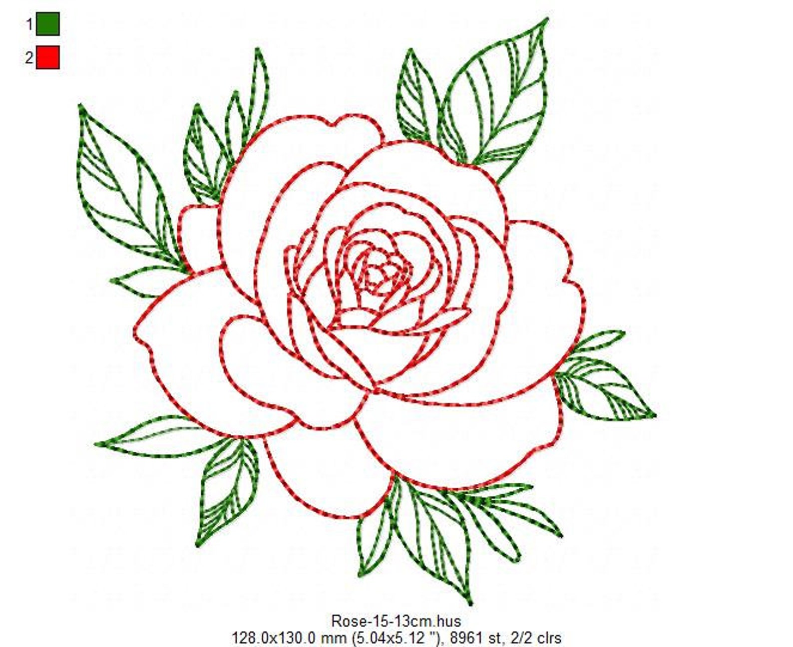 Red Rose Outline, Machine Embroidery Design, 5 Sizes, Instant Download ...