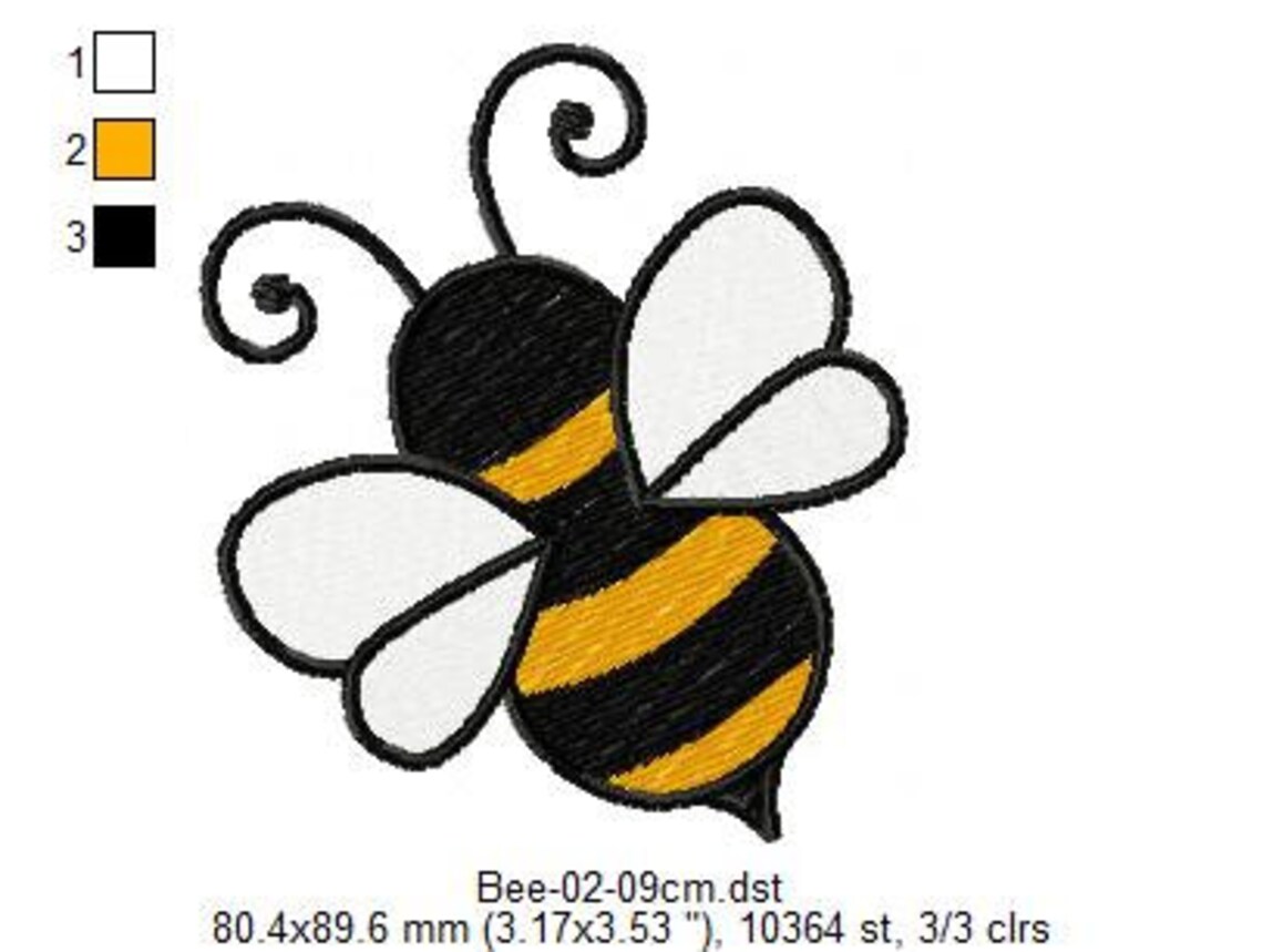 Mini Bee Machine Embroidery Design Silhouette Outline 5 Sizes Summer ...