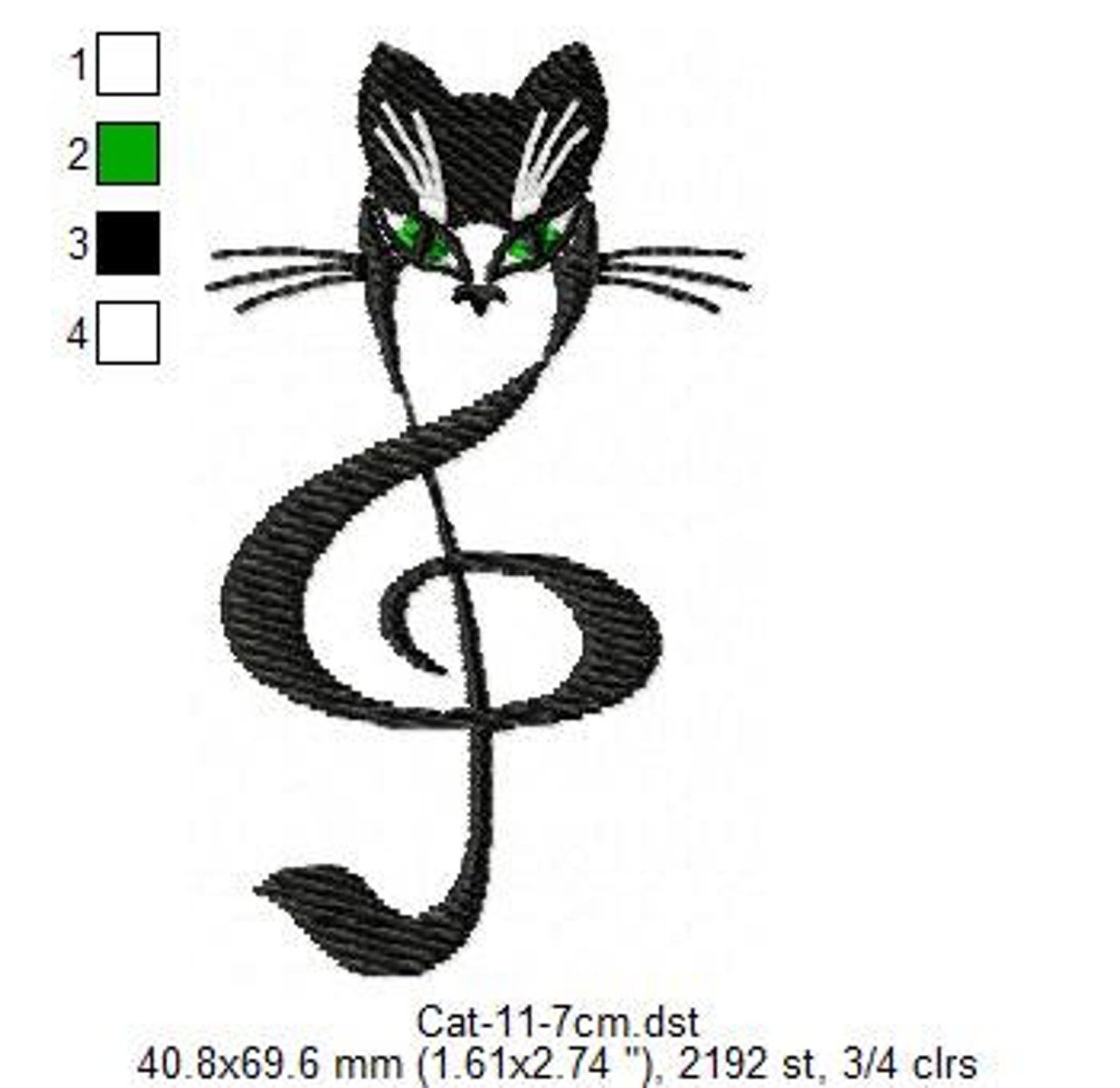 Musical Cat Machine Embroidery Design Treble Clef Silhouette Animals ...