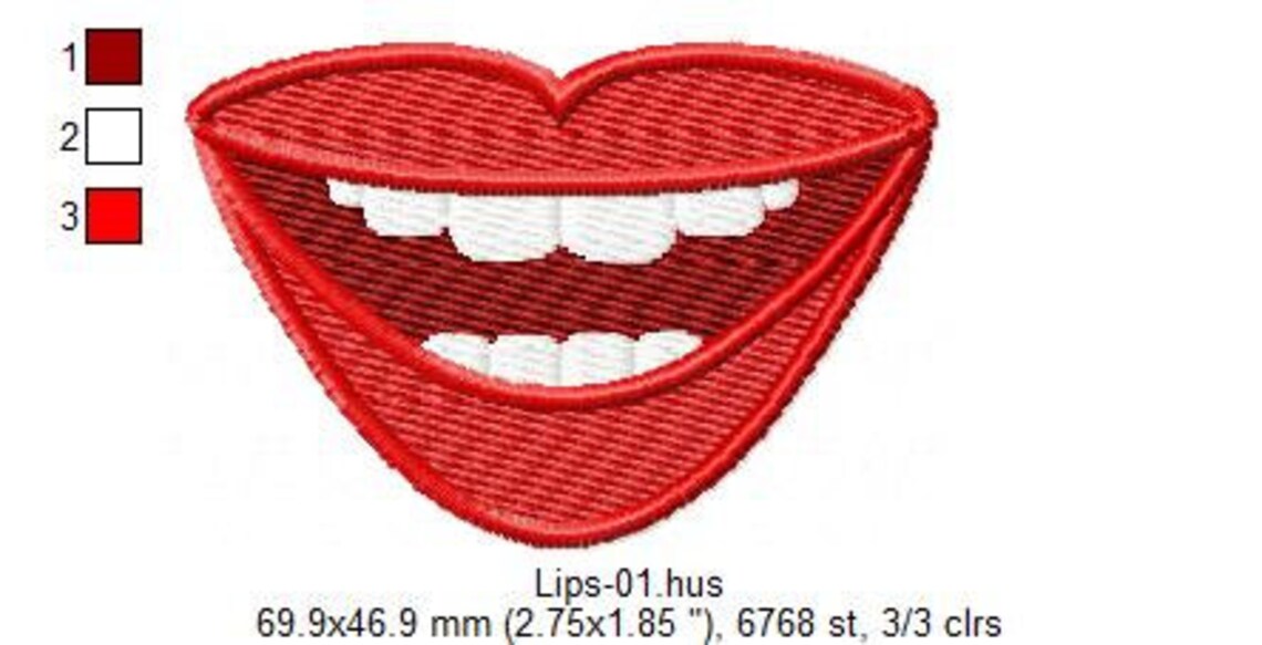Smile Lips Embroidery Design 7 Sizes Embroidering Fill Stitch - Etsy