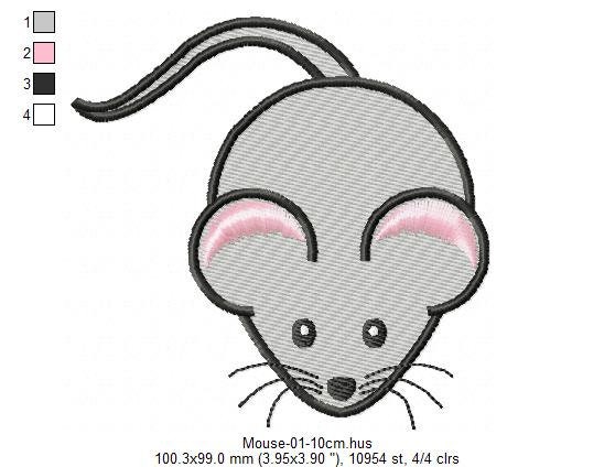 Mouse Machine Embroidery Design Cute Forest Animals Instant | Etsy