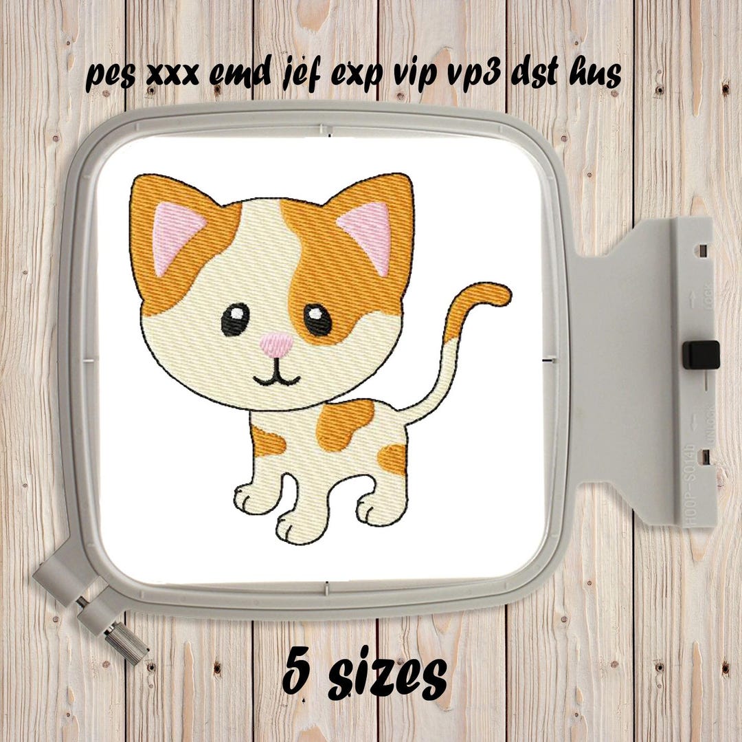 Kitty, Machine Embroidery Design, 6 Sizes, Cute Kitten, Cat #8, Animals ...