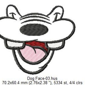 Dog Face #3 Embroidery Design 5 Sizes Embroidering Fill Stitch Machine ...