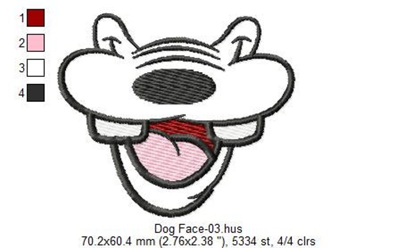 Dog Face 3 Embroidery Design 5 Sizes Embroidering Fill Stitch | Etsy