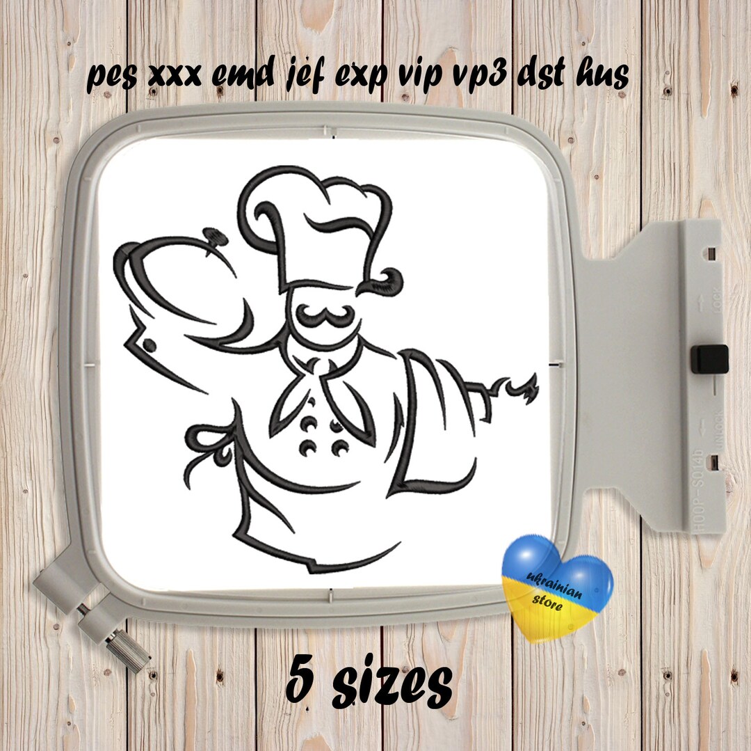 Funny Chef, Machine Embroidery Design, Instant Download, Fill Stitch, 5 ...
