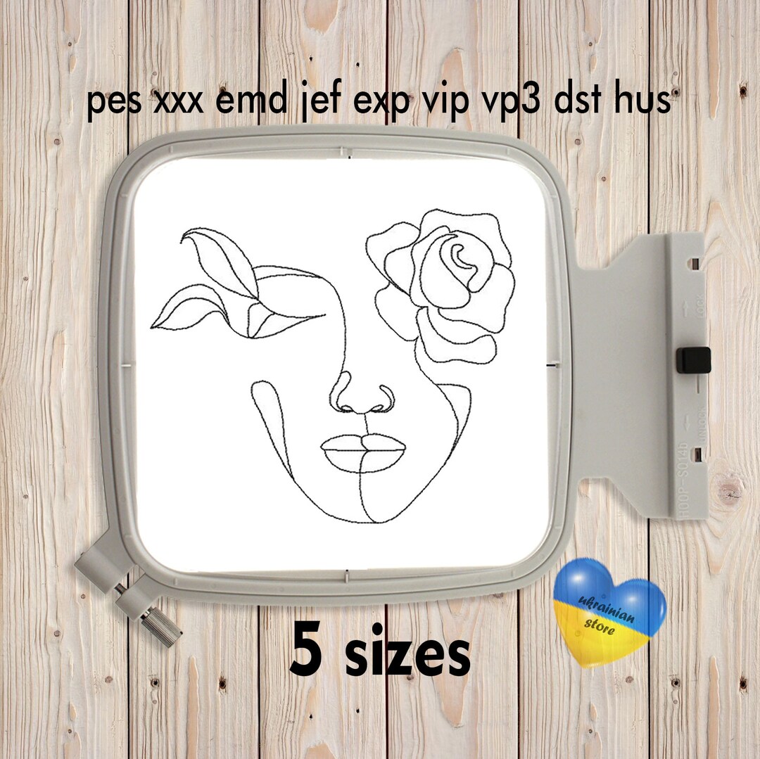Female Face Machine Embroidery Design Instant Download 5 Sizes Female ...