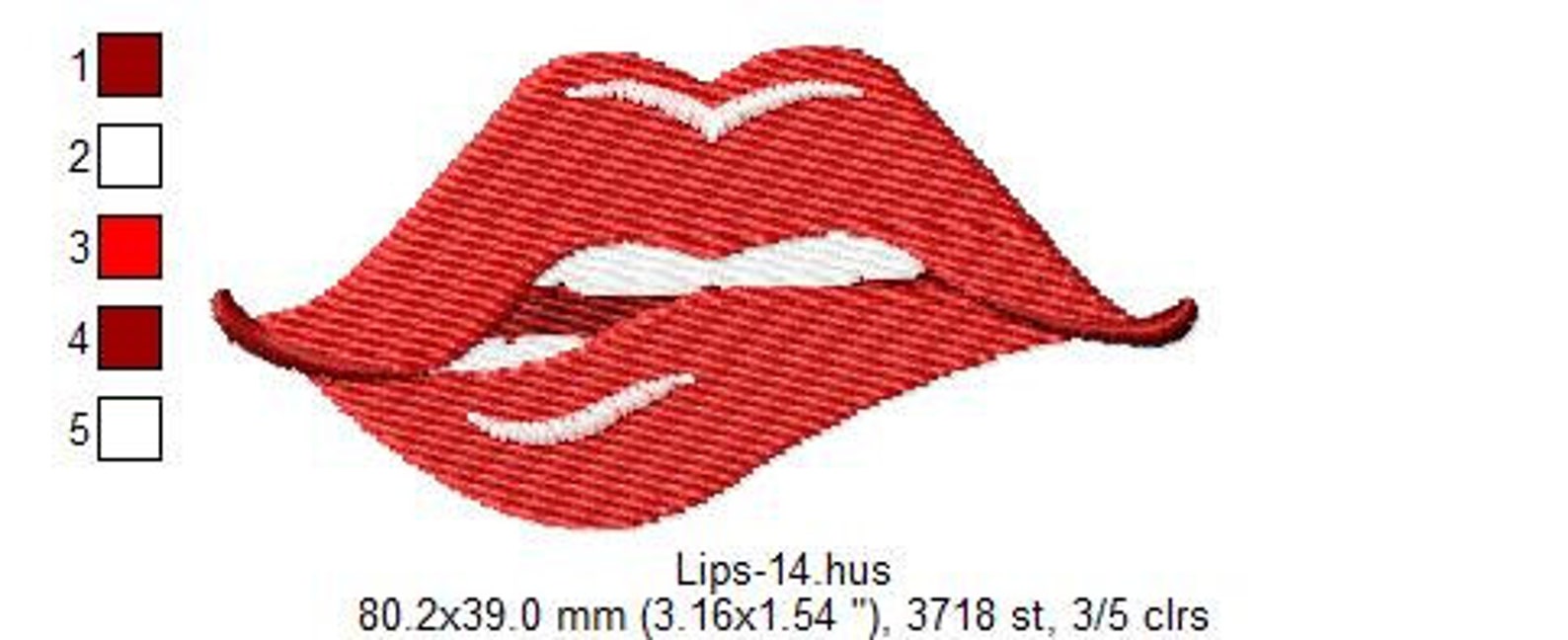 Smile Lips 14 Embroidery Design 5 Sizes Embroidering Fill | Etsy