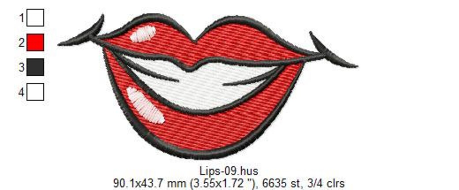 Smile Lips 9 Embroidery Design 5 Sizes Embroidering Fill | Etsy