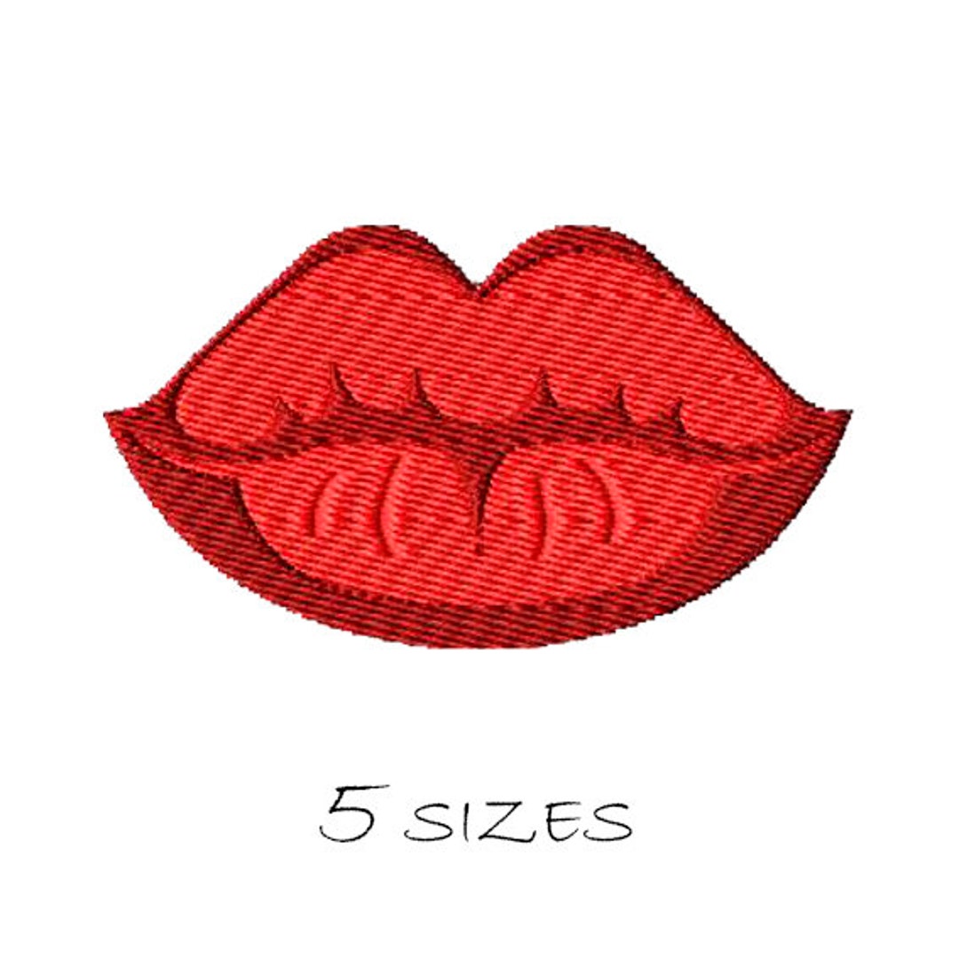 Glamor Lips Embroidery Design 5 Sizes Embroidering Fill Stitch Machine ...