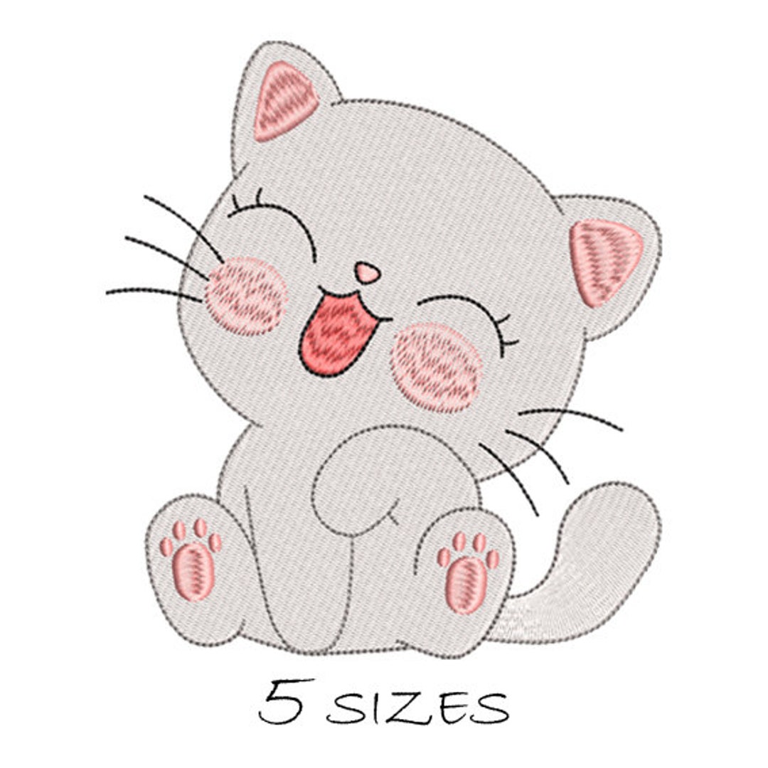 Cute Kitty #01, Machine Embroidery Design, Animals Design, Instant ...