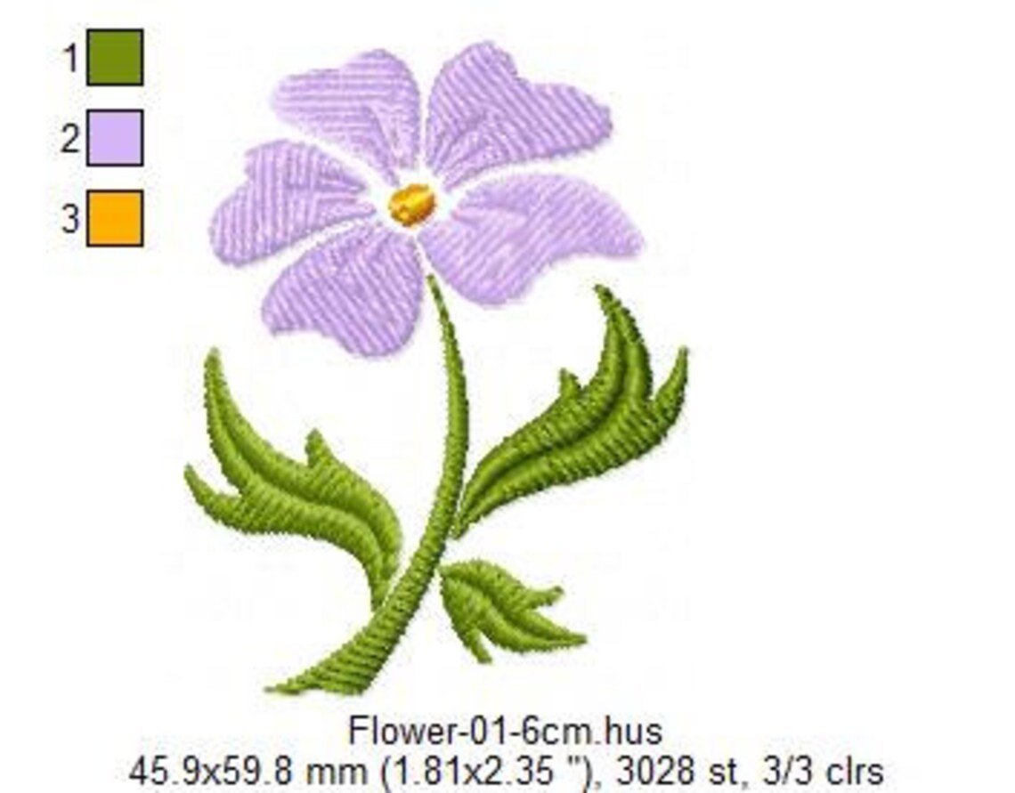 Violet Flower Machine Embroidery Design 5 Sizes Instant | Etsy