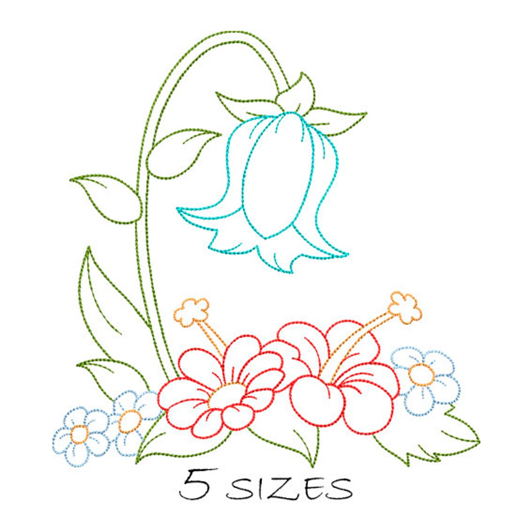 Bell Flower, Machine Embroidery Design, Rainbow Flowers, Flower ...