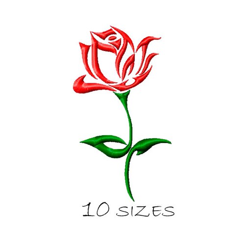 Rose Outline Embroidery Design 7 SIZES Machine Embroidery - Etsy