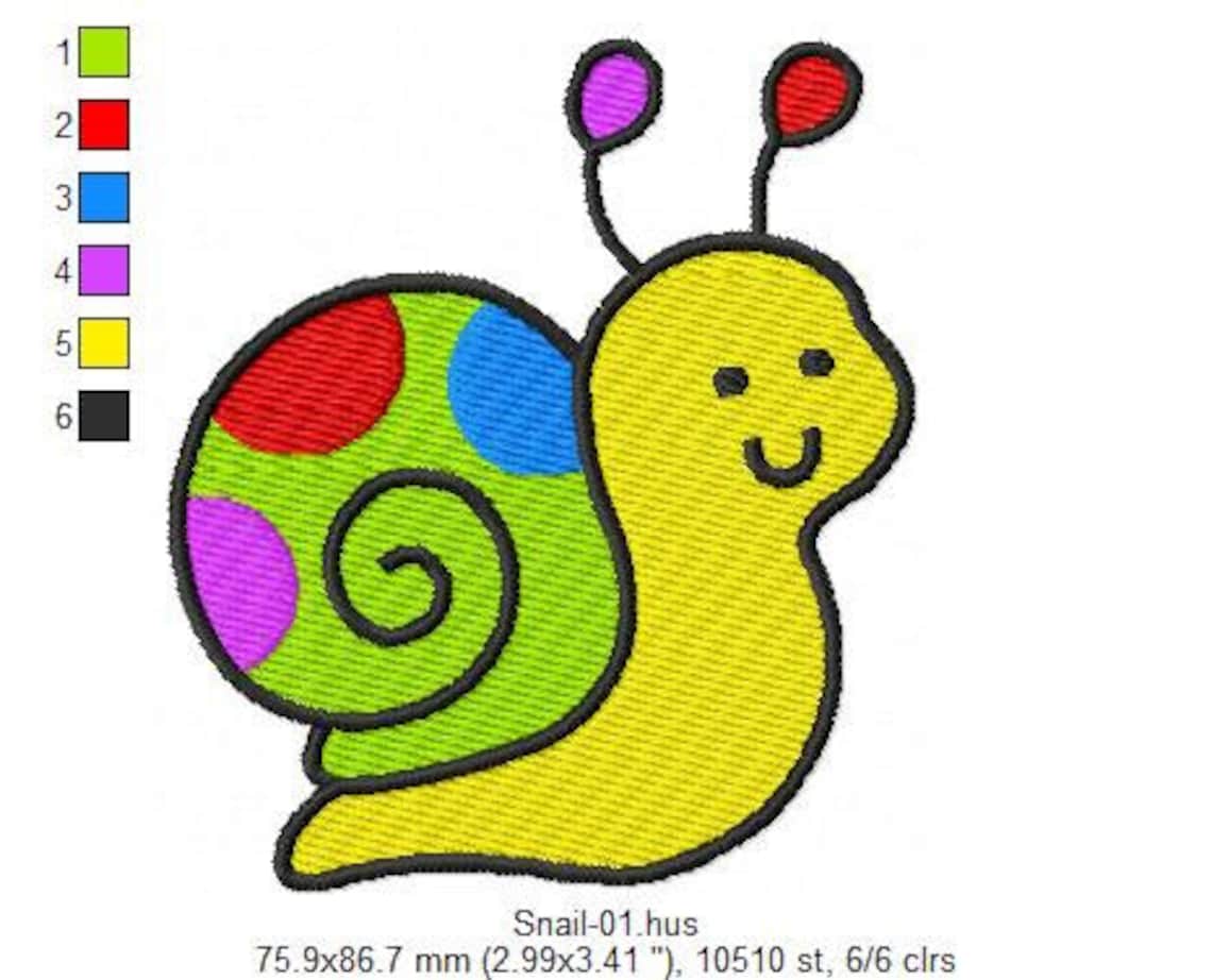 Snail Bug Mini Machine embroidery design Cute animals Fill | Etsy